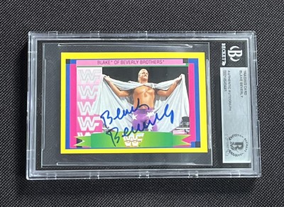 BLAKE BEVERLY 1993 MERLIN WWF STICKERS SIGNED AUTOGRAPHED CARD BAS ...
