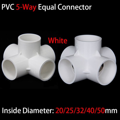 PVC 5-Way White Equal Connector Socket Pressure Pipe Fittings 20/25/32 ...