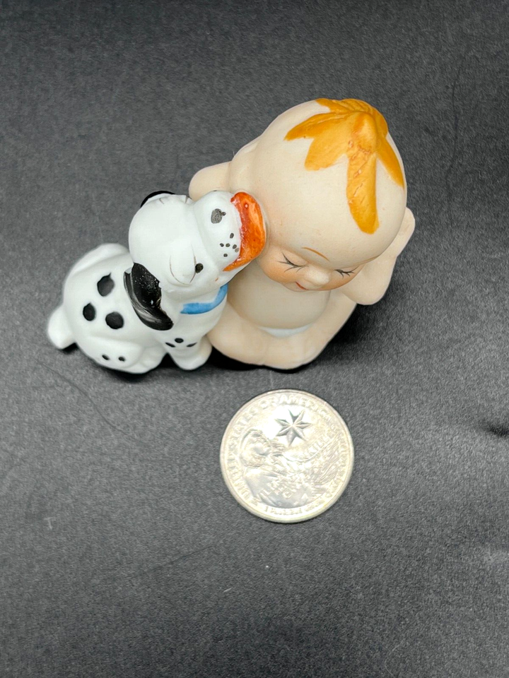 Vintage Kewpie Baby And Dalmation Dog Bisque Hand Painted Porcelain ...
