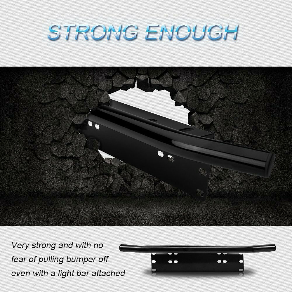 Car Front Bull Bar Bumper License Plate LED Light Bracket For Jeep ...
