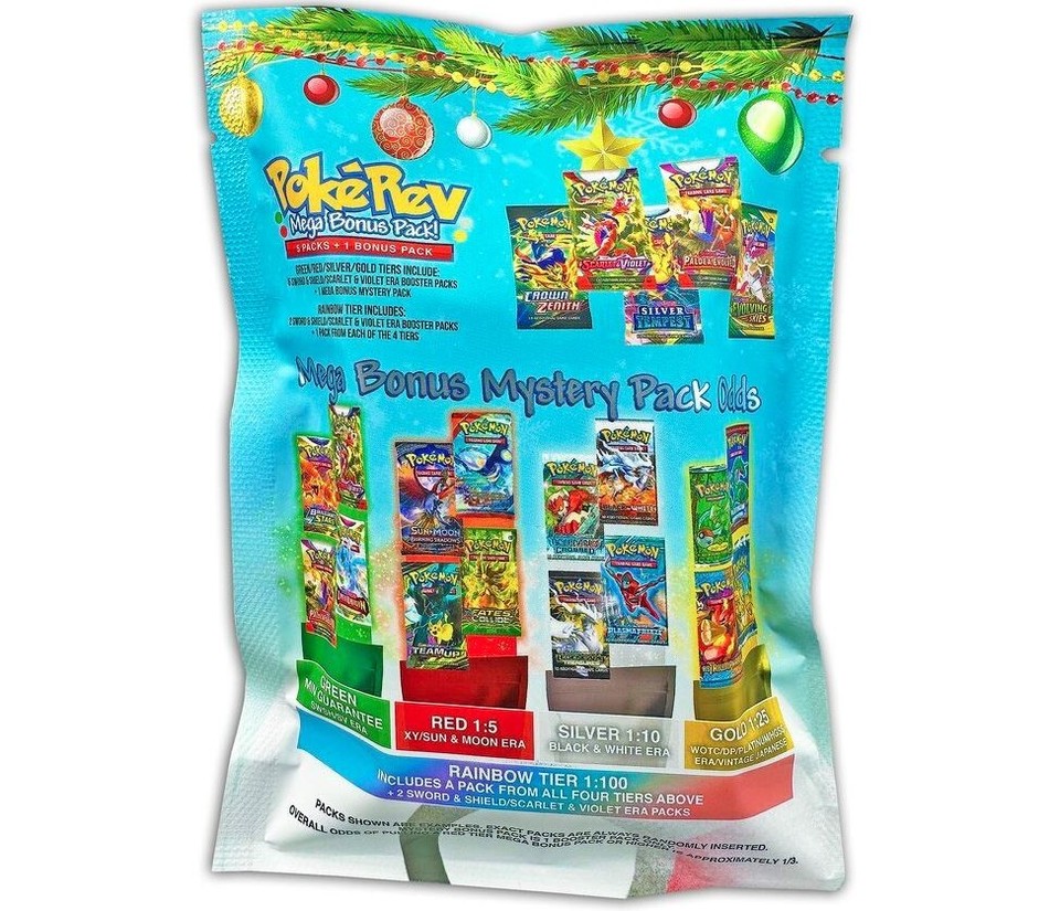 PokeRev Pack Holiday Sealed 6 Pokemon Booster Packs 5+1 Bonus Pack | eBay