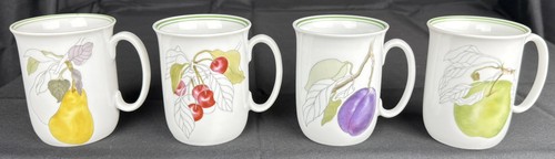 1984 Set of 4 Mary Von Goertzen Block Spal Porcelain Mugs Cherry Plum ...