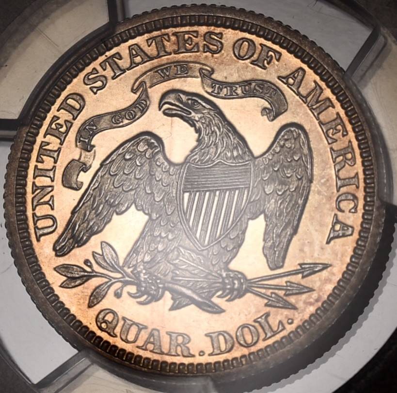1869 Proof Liberty Seated quarter, PCGS PR64, sweet example ...