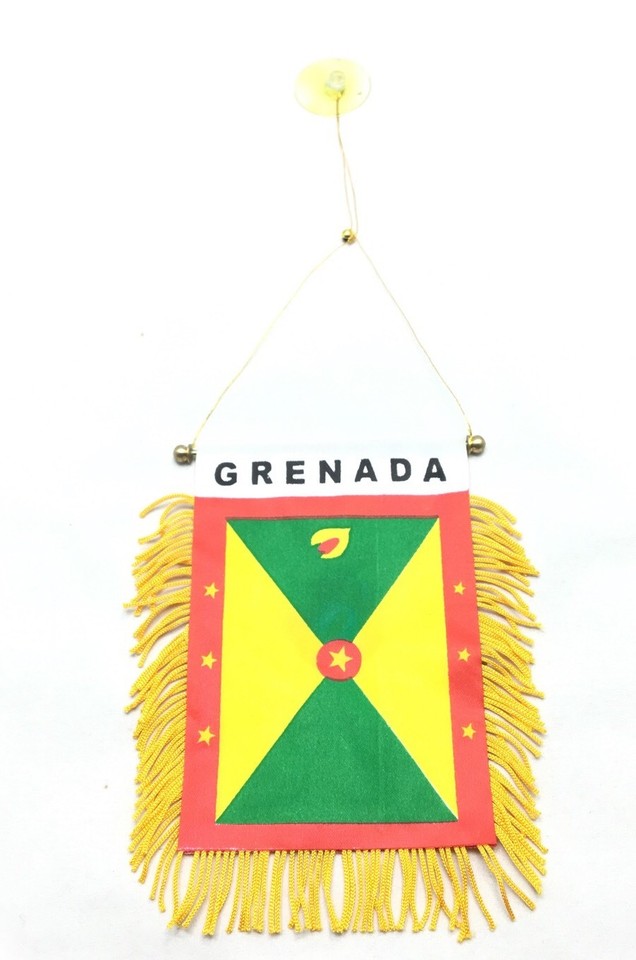 Grenada Flag Mini Banner 4" x 6" w/ Suction Car Window Decoration ...