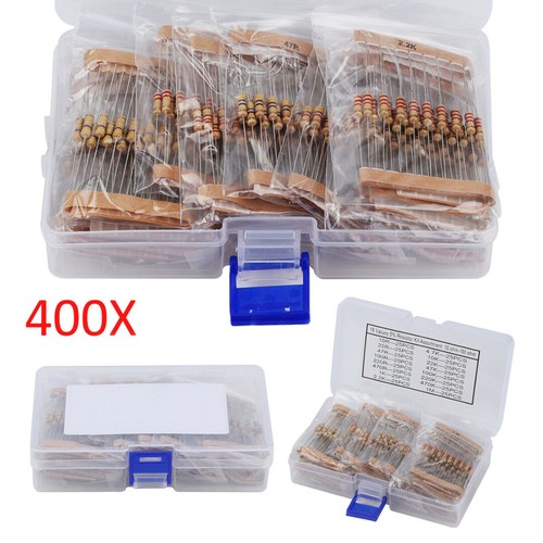 400pcs 16 Values 5% 10-1M Ohm 1/2 Watt Metal Film Resistors Assortment ...