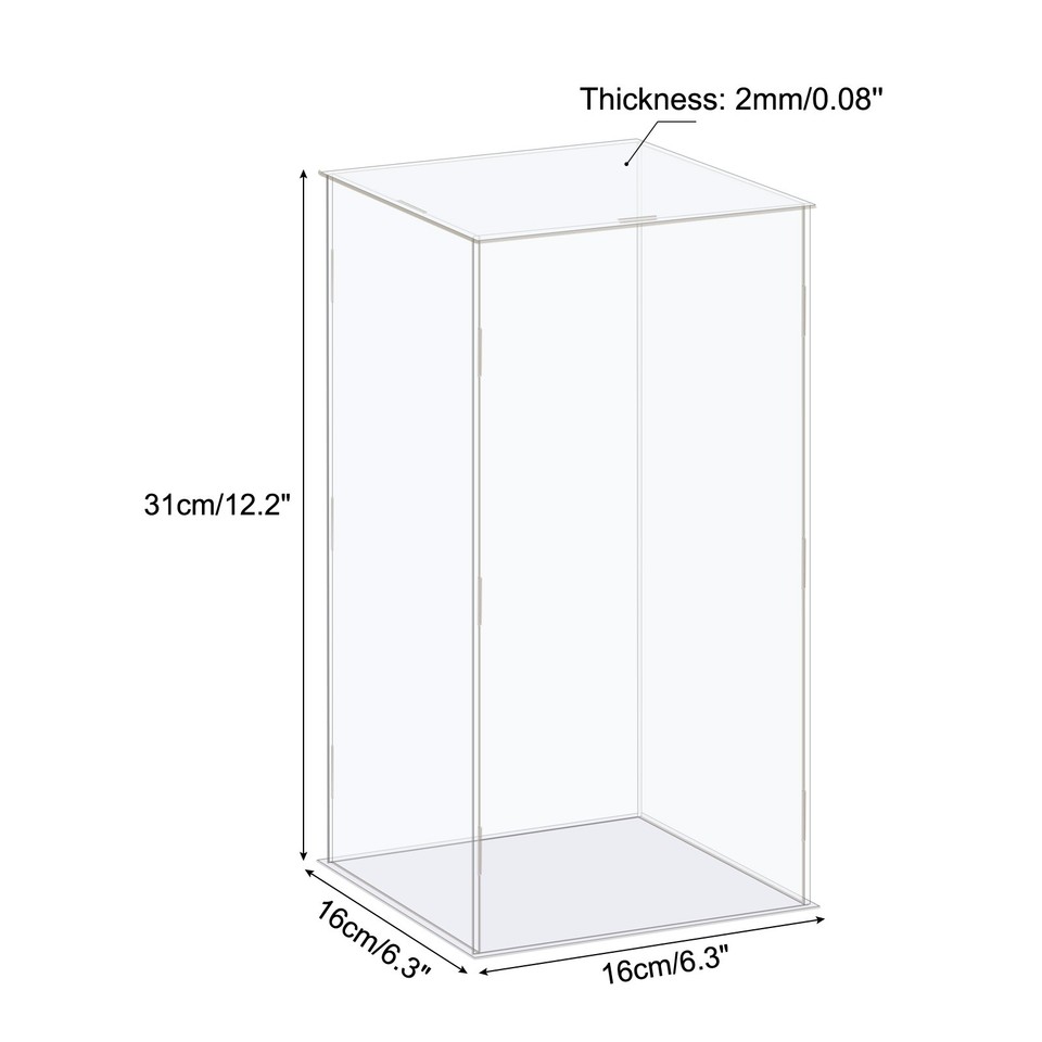 Display Case Acrylic Box Transparent Dustproof Showcase 16x16x31cm ...