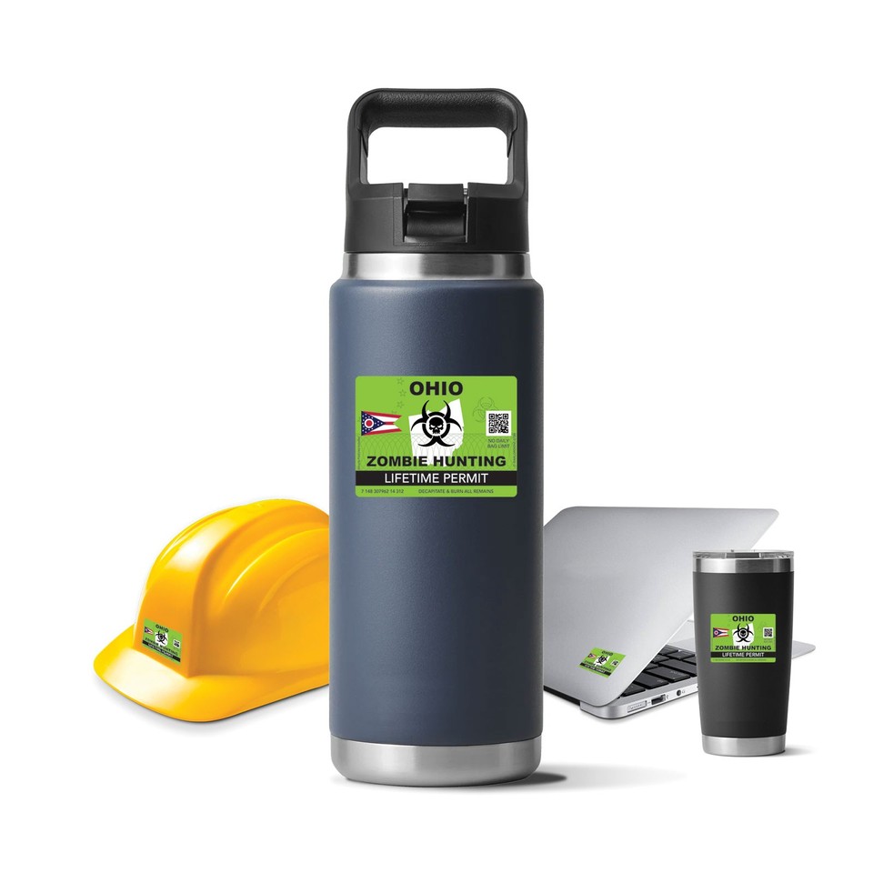 Ohio State Zombie Hunting Permit Sticker for water bottle phone tumbler ...