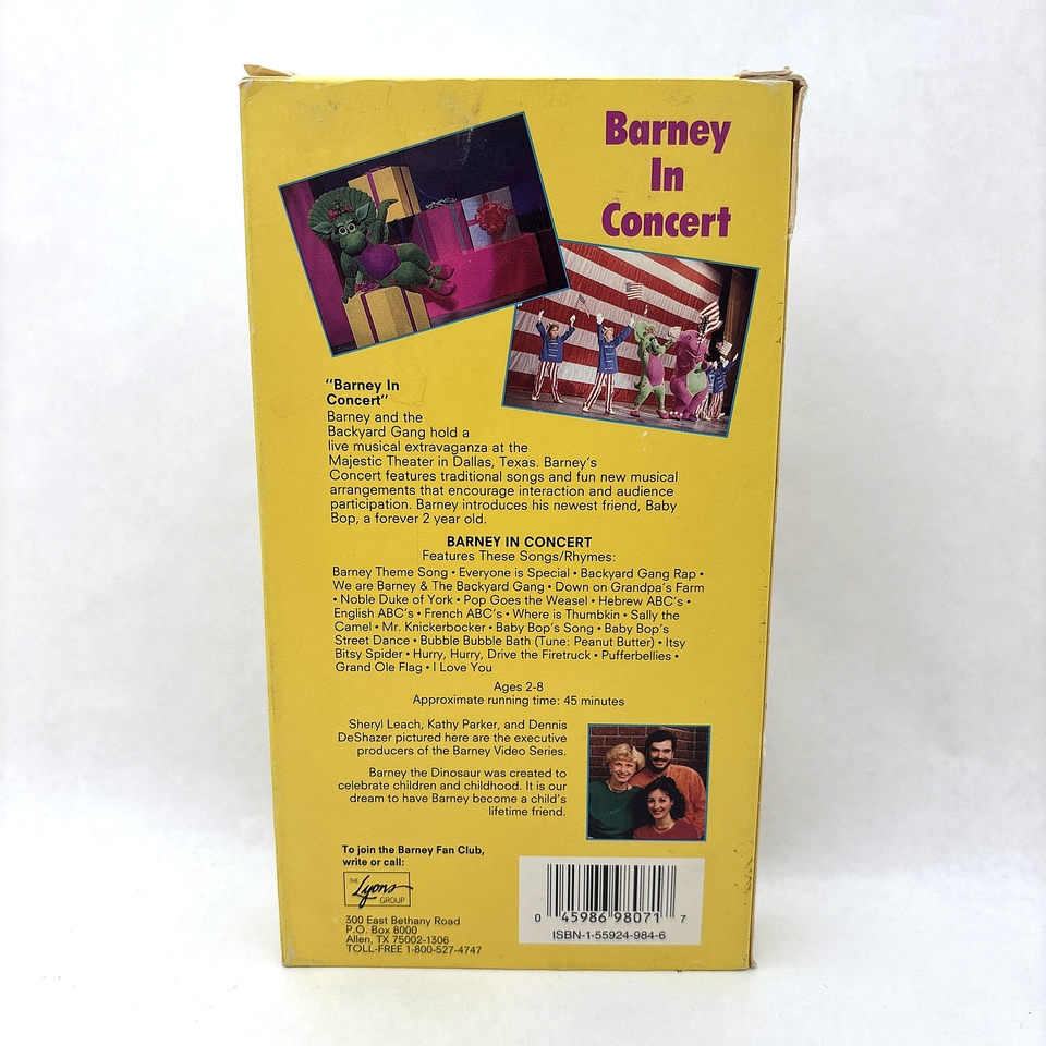 BARNEY in Concert (VHS, 1991) Sing Along, Barney Home Video | eBay