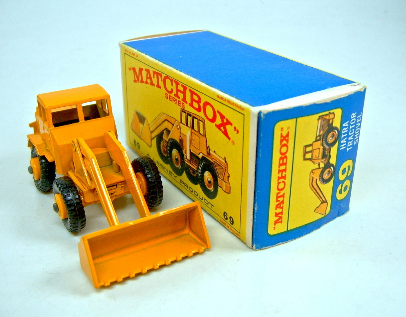 Matchbox RW 69B Hatra Tractor Shovel gelb top in "E3" Box | eBay UK