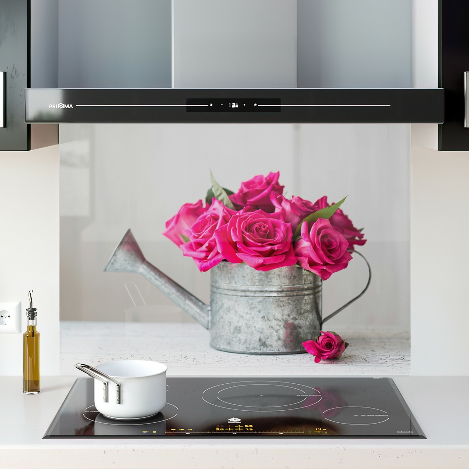 Glass Splashback Kitchen Tile Cooker Panel ANY SIZE Pink Roses Vintage ...