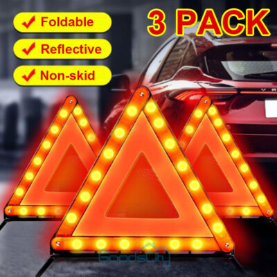 Emergency Warning Triangle DOT Approved Reflective Safety Roadside Kit ...