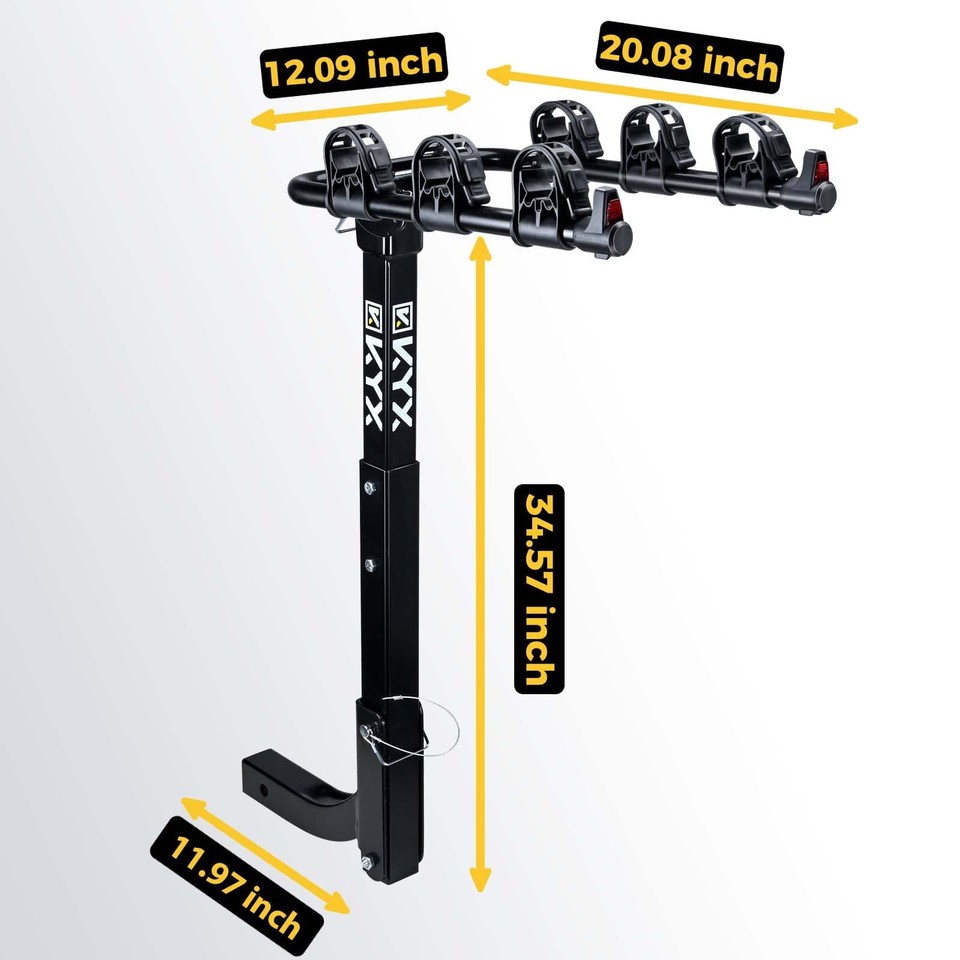 Bike Car Rack, 3 Bicycles Rack Mount Carrier with 2 in. Hitch Receiver ...