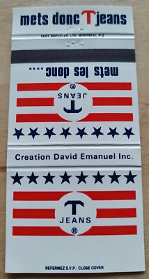 T Jeans Mets Donc Creation Designer David Emanuel Matchbook Cover Denim ...
