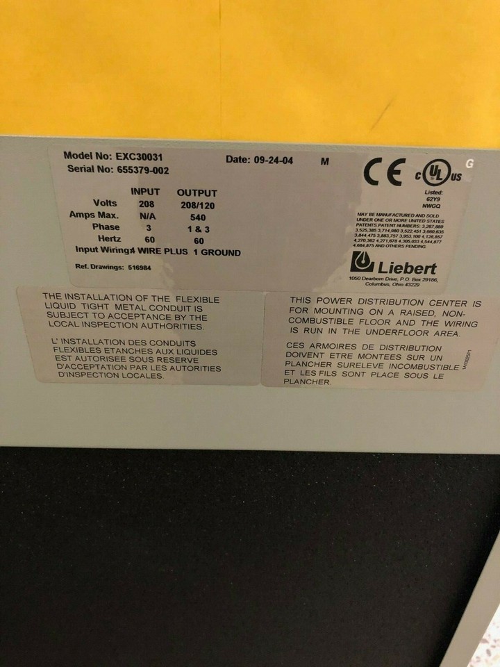 PDU Liebert/Emerson (extension cabinet only) , NO Transformer, Model ...