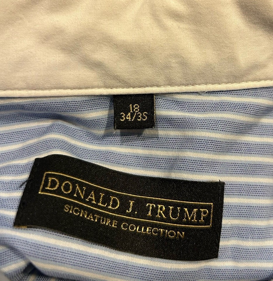 Donald J Trump Signature Collection Men’s French Cuff Shirt Striped 18 ...