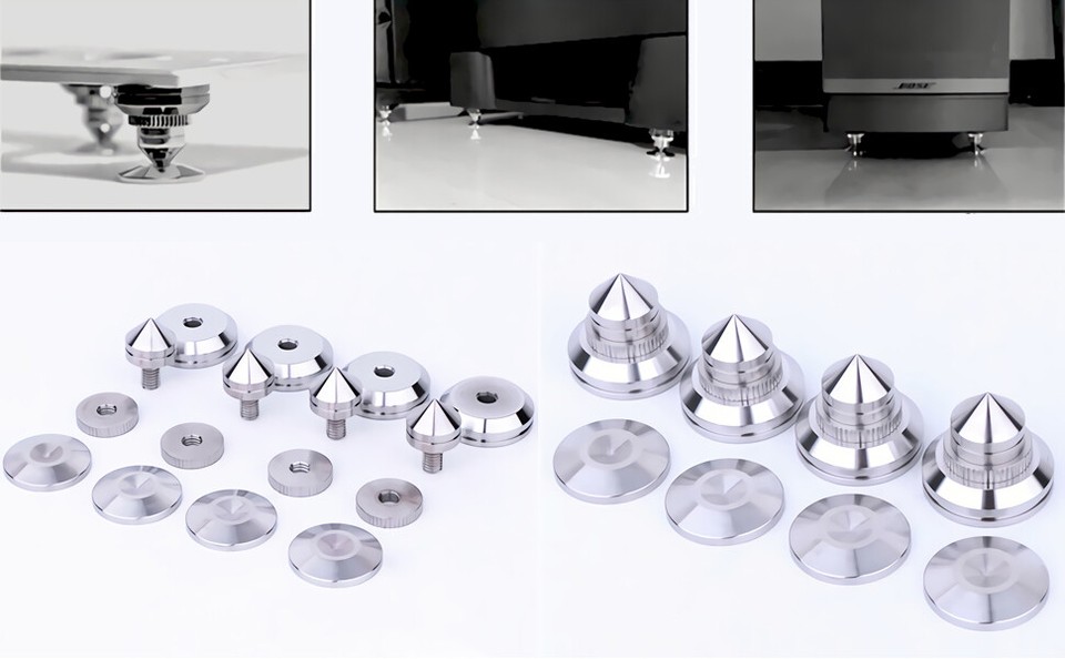 4pcs Adjustable Stainless Steel HIFI Speaker Turntable Isolation Feet ...