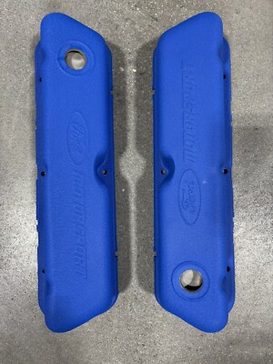 Ford Motorsport Powder Coated BLUE VALVE COVER Set Stamped Steel | eBay