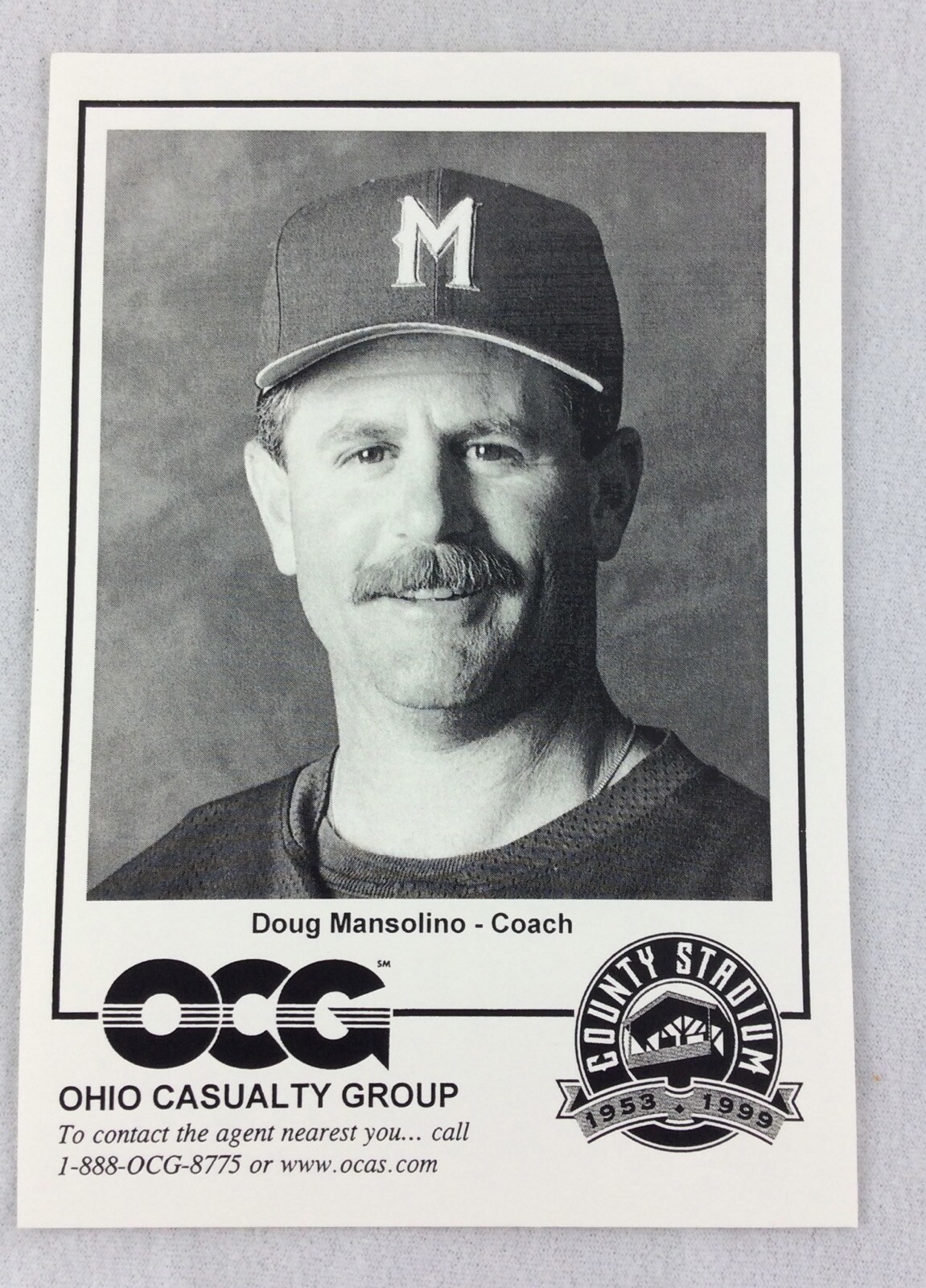 1999 Doug Mansolino, Milwaukee Brewers Ohio Casualty Group Photo Card ...