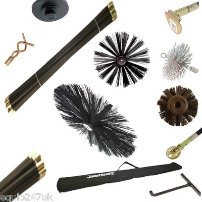 SILVERLINE DRAIN ROD RODS SET FLUE CHIMNEY DRAIN BRUSH WORM SCREW ...