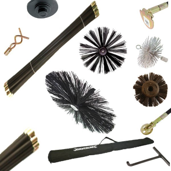 DRAIN ROD RODS SET FLUE CHIMNEY DRAIN BRUSH WORM SCREW PLUNGER DROP ...