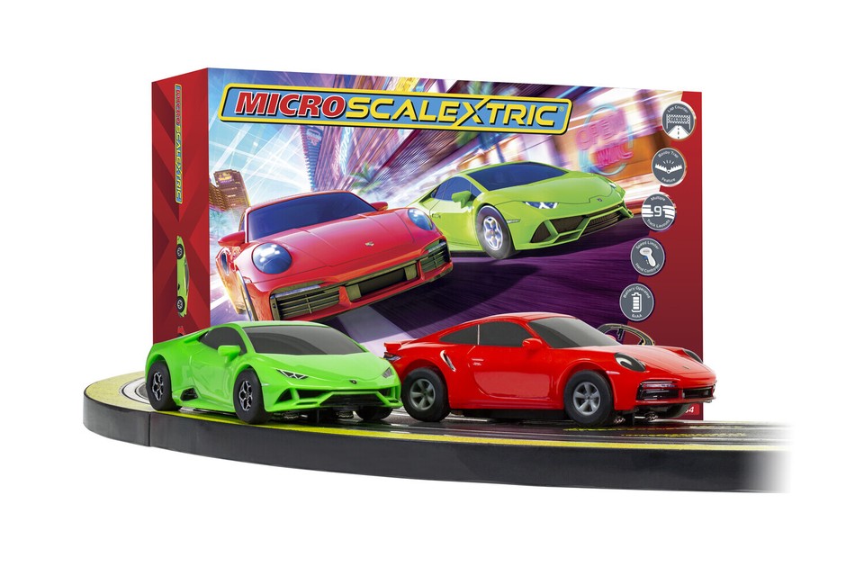 Scalextric G1178T Micro Super Speed Race Set Lamborghini v Porsche 1/64 ...