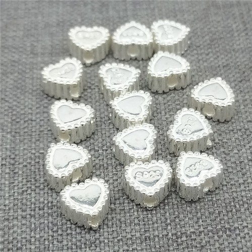 10pcs of 925 Sterling Silver Small Valentine Heart Beads for Bracelet ...