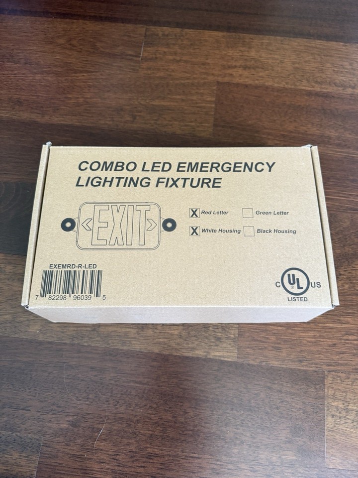 All LED Decorative Red Exit Sign & Emergency Light Combo with Battery ...