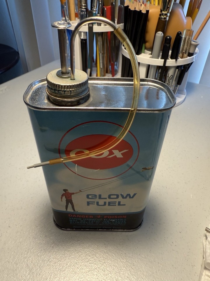 Cox Glow Fuel Tin for Model Airplanes 1 Pint w/ PERFECT Fuel Pump Vivid ...