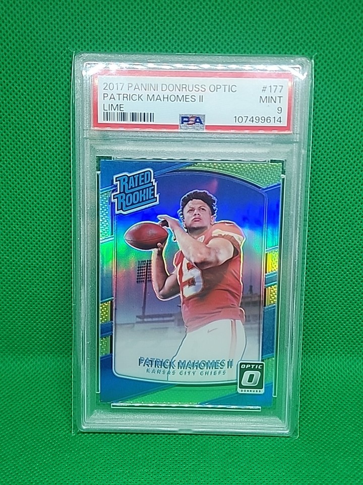2017 Donruss Optic⚡Patrick Mahomes Rated Rookie 🍋Lime Green🟢RC #177⚡PSA ...