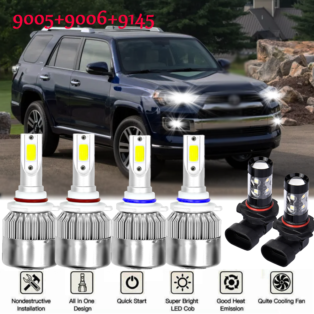 For 2003 2004 2005 Toyota 4Runner - 6X LED Headlight Hi-Lo + Fog Light ...