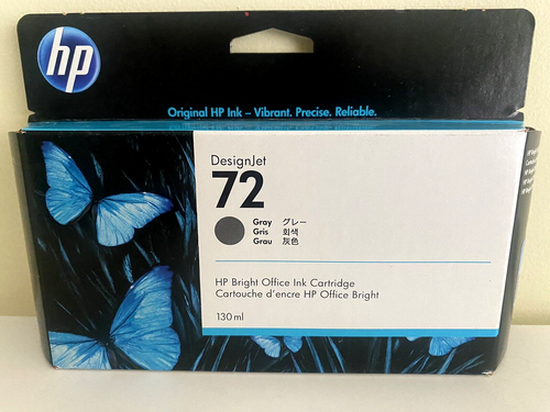 Genuine HP 72 DesignJet GRAY Ink Cartridge 130ml Sealed C9374A (Exp ...