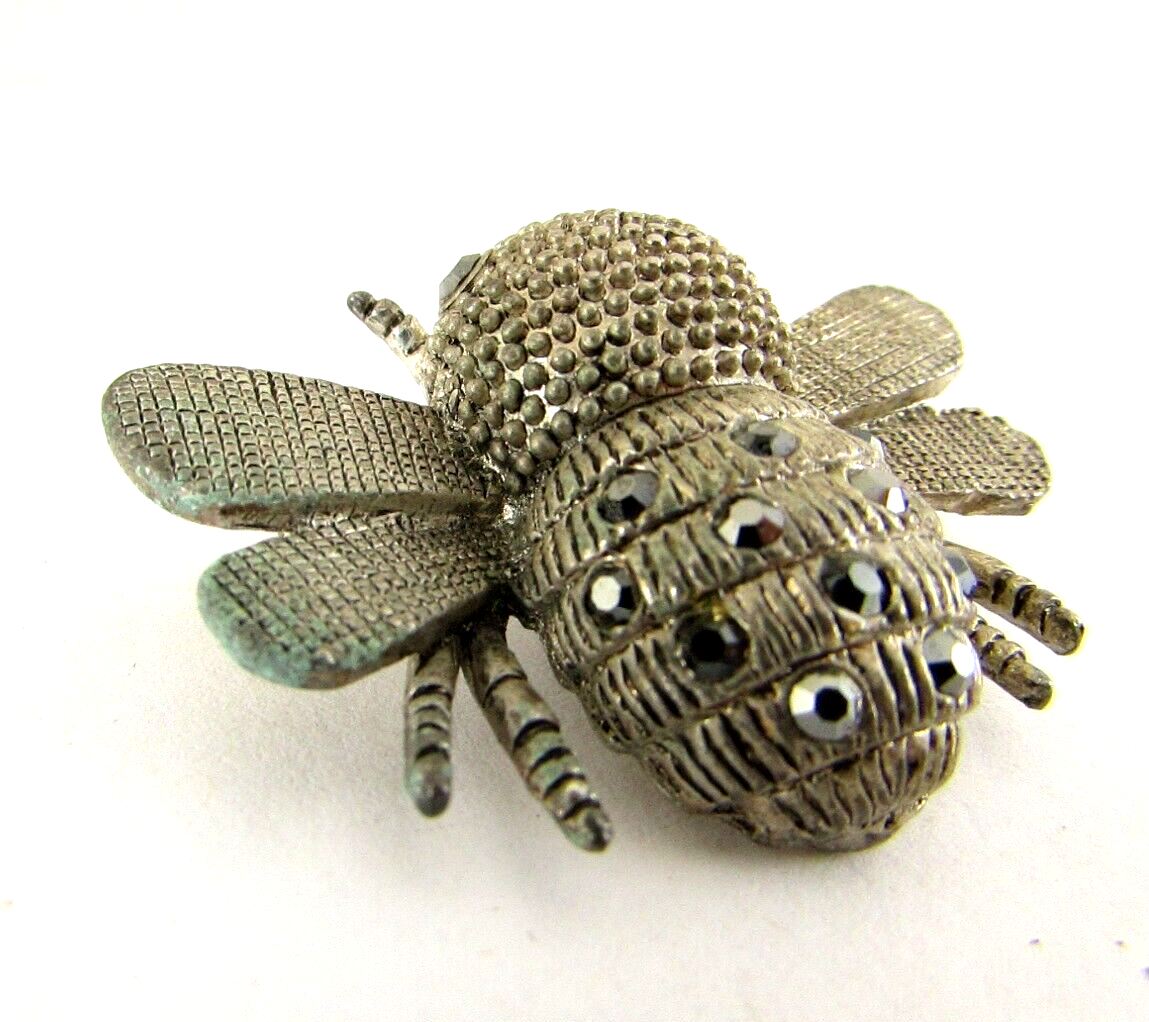 Bumblebee Metal Brooch Silver Tone Bee Textured Intricate | eBay