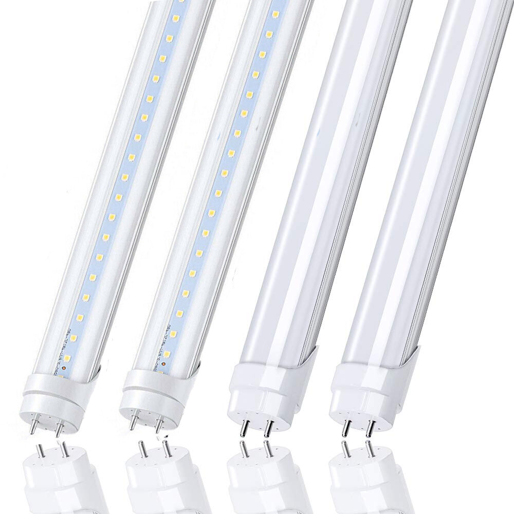 22W T8 T12 4FT LED Tube 6500K Dual-end Powered Frost Clear Lens Lights ...