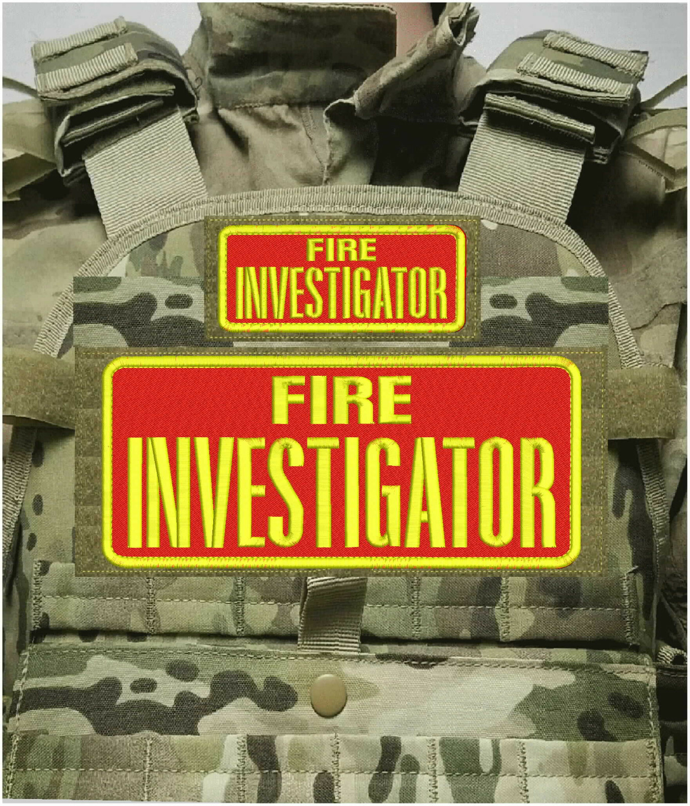 F I R E INVESTIGATOR EMB PATCH 4X10 AND 2X5 hook On Back RED/YELLOW | eBay