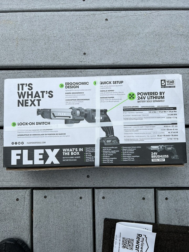 FLEX Drywall Screw Gun with Magazine Attachment 24v (Tool Only) NEW In ...