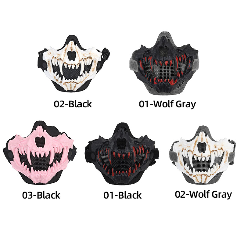 WST Tactical Half Face Mask Fangs Cosplay Airsoft Mask Military Mask ...