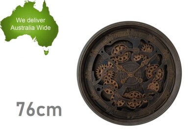76cm Antique Brown Cog Wall Clock Plastic Home Vintage Gift Kitchen ...