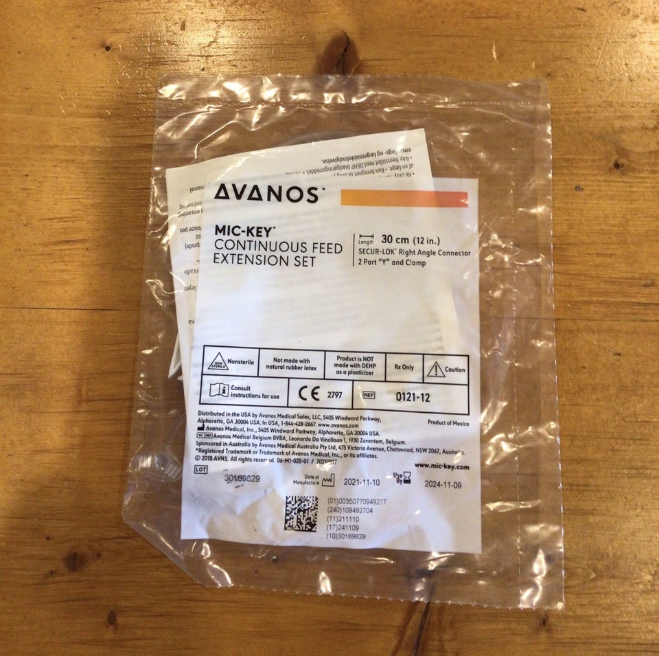 45 MIC-KEY 0121-12 Continuous Feed Extension Set 30cm Right Angle Secur ...