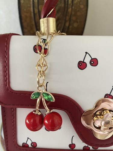 New Cherry Print Burgundy Mini Handbag/Crossbody | eBay