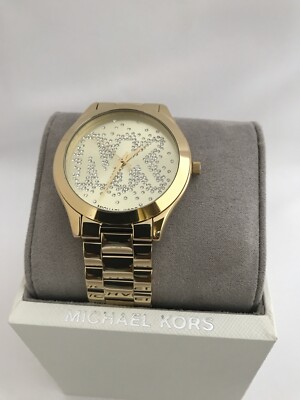 NWT Michael Kors Women's Slim Runway Gold-Tone Stainless Steel Watch ...