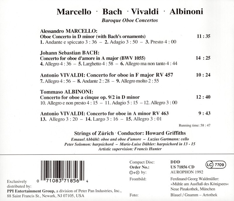 Emanuel Abbuhl - Marcello Bach Vivaldi Albinoni Baroque Oboe Concertos ...