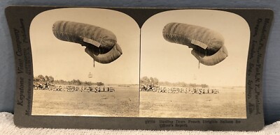 REAL PHOTO Airship Blimp Ballon Ww1 French In Battle VINTAGE STEREOVIEW ...