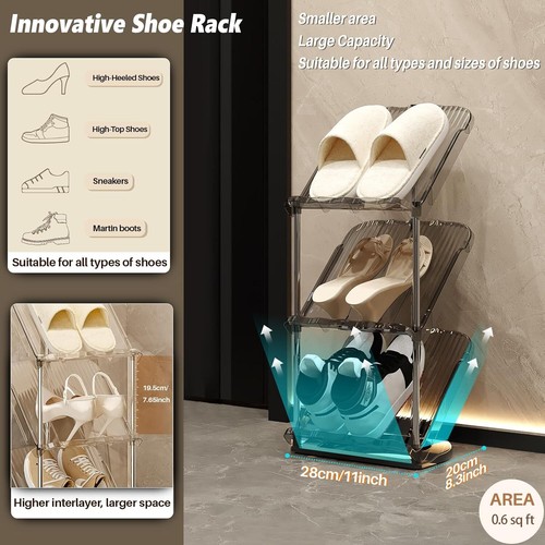 New-2 Pack Sloping Narrow Shoe Rack 5 Tiers - Free Standing Vertical ...