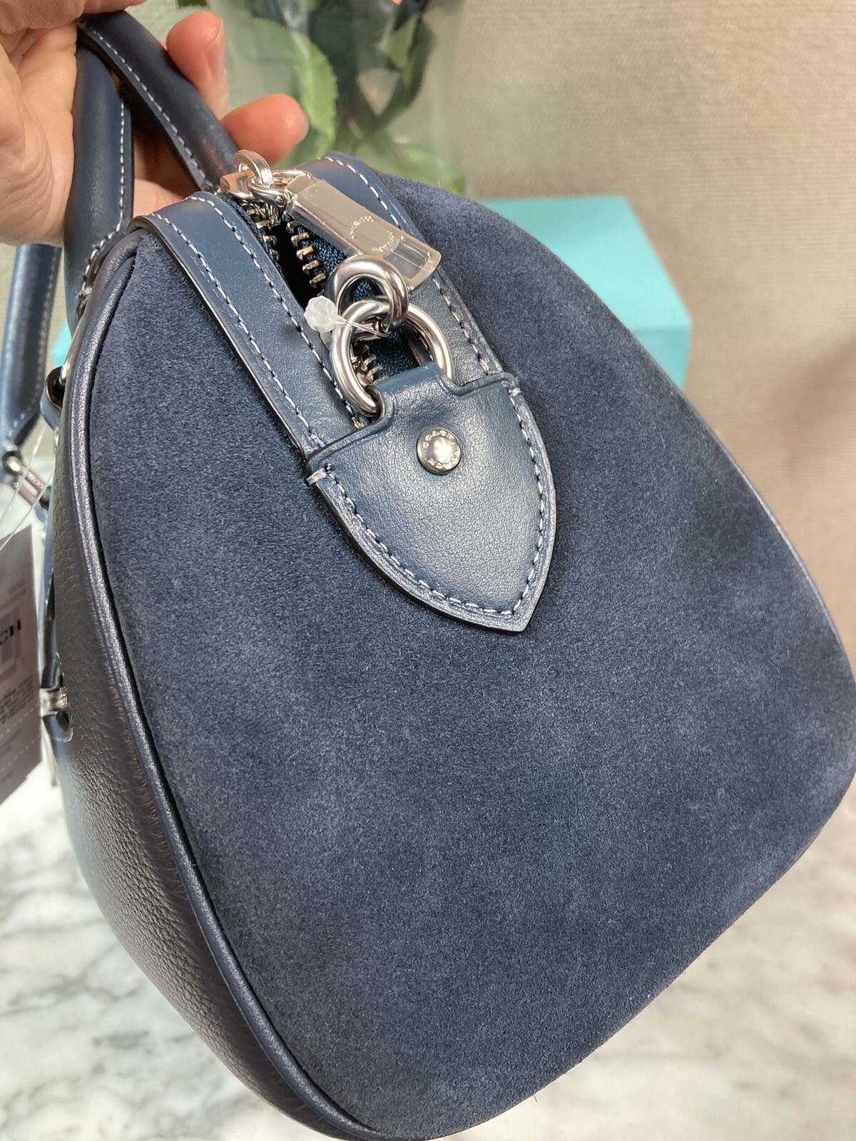 Coach+CM102+Rowan+Satchel+Refined+Mixed+Leather+and+Suede+Denim for ...