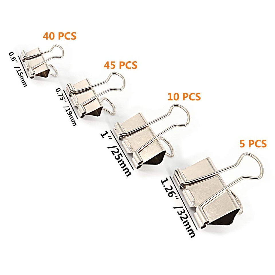 Binder Paper Clips, Assorted Sizes Set (Mini, Small, Medium, Large) for ...