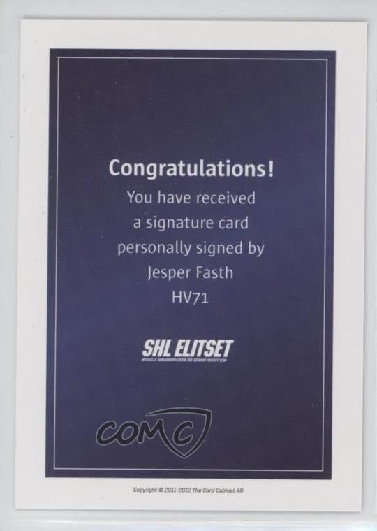 2011-12 Card Cabinet SHL Elitset SHL Signatures Vertical Jesper Fast h ...