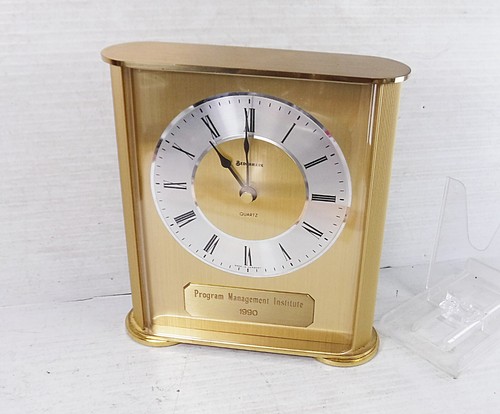 Benchmark Quartz Desktop Clock Brushed Brass Made In Germany | eBay