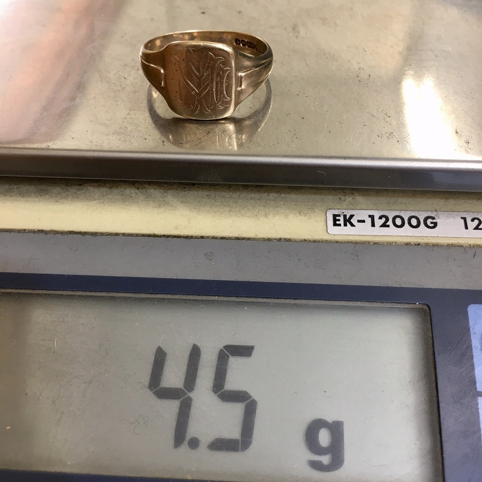 Antique Victorian 9K Gold Signed Ring Circa 1863 Initials MMI 4.5 Gram ...