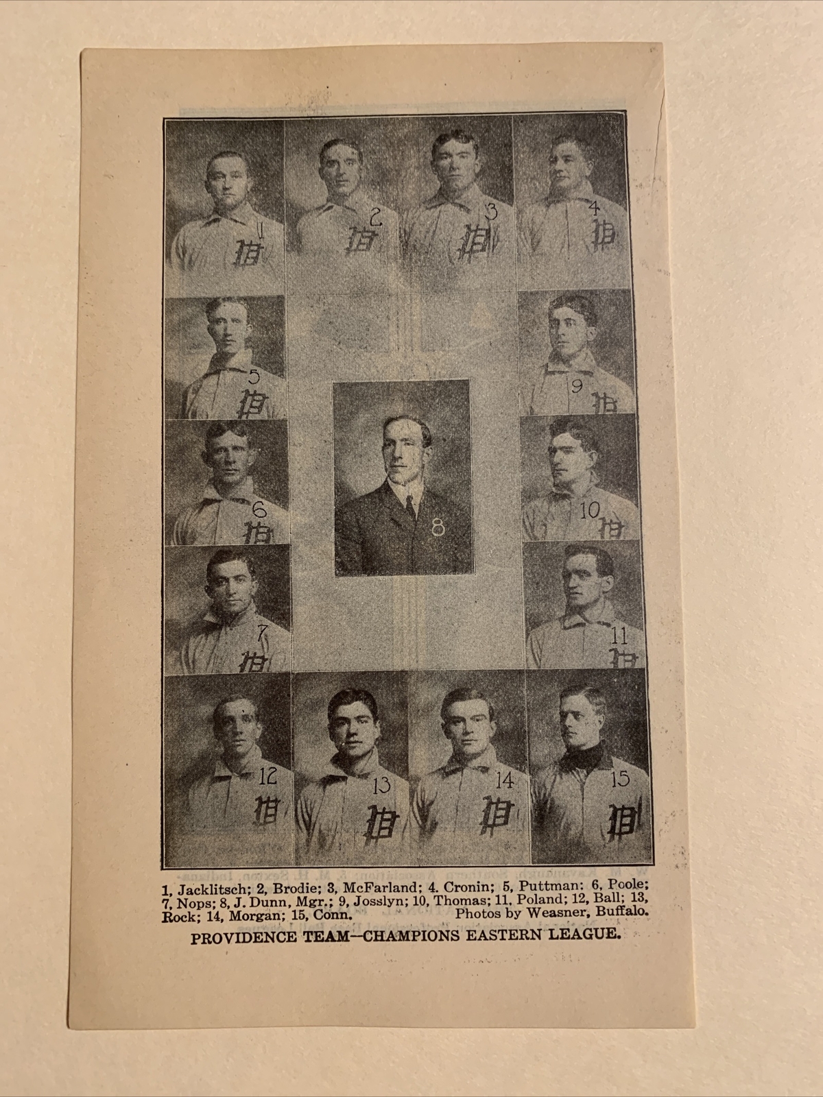 Providence Clamdiggers Ira Thomas Steve Brodie J Nops 1905 Baseball ...