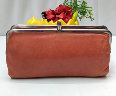 Hobo International Orange Leather Dual Kisslock Credit Card Bifold ...